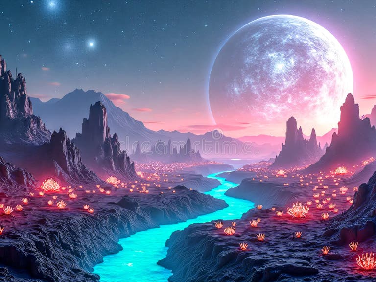 Terraforming Alien Planet with AI and Bioluminescent Ecosystem Stock ...
