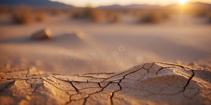 Desolate Desert Landscape with Cracked Earth and. Stock Photo - Image ...