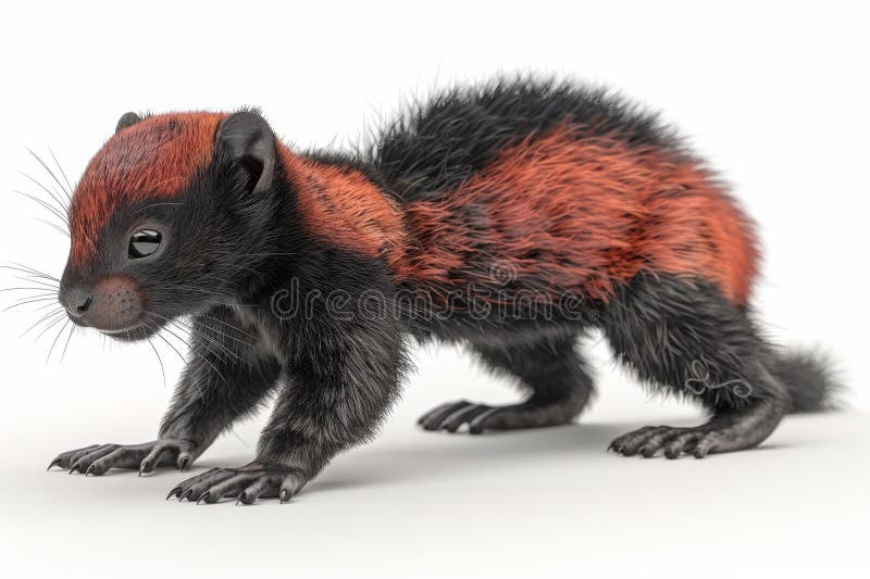 A Detailed Illustration of a Red and Black Squirrel, Capturing Its ...