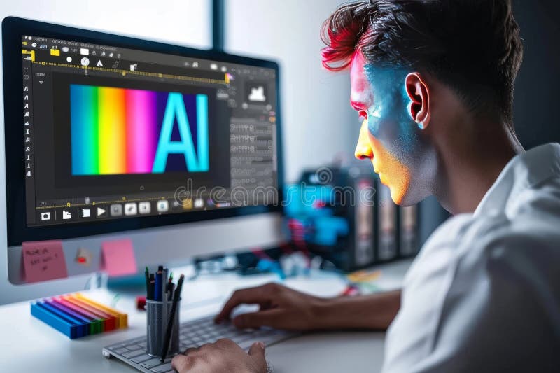 AI Developer Working on Advanced Software, Showcasing Technology ...