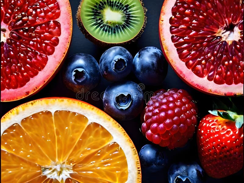 AI-Generated: Different Types of Fresh Fruits Stock Illustration ...