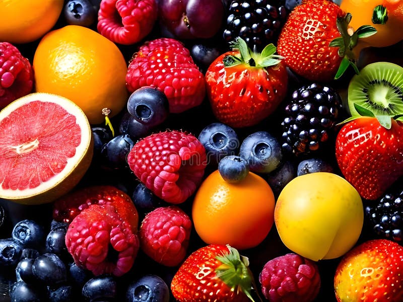 AI-Generated: Different Types of Fresh Fruits Stock Illustration ...