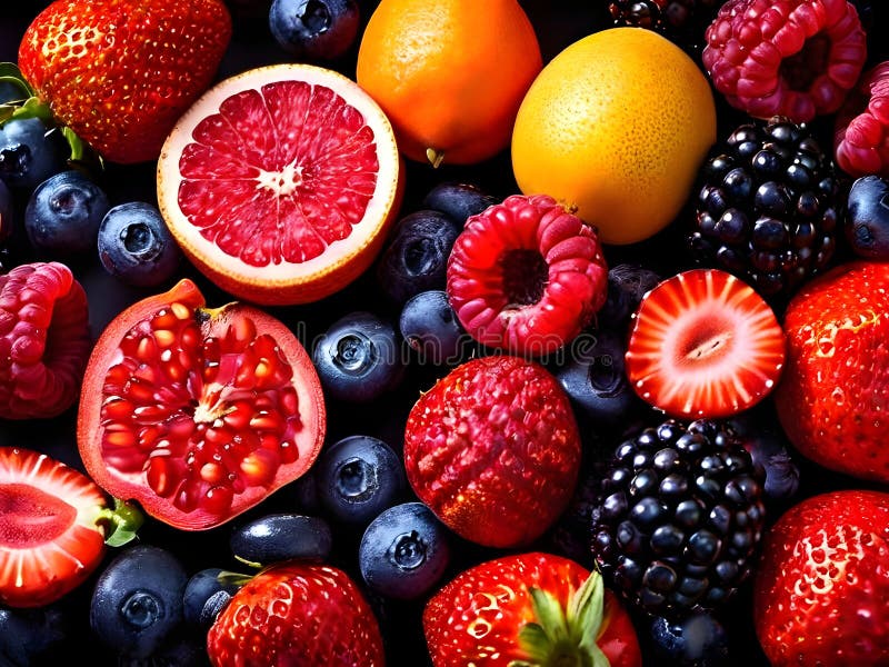 AI-Generated: Different Types of Fresh Fruits Stock Illustration ...