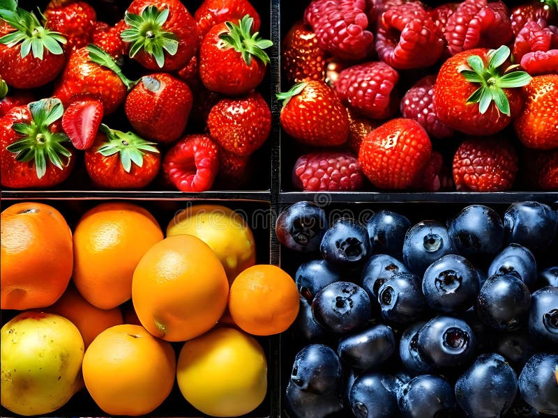 AI-Generated: Different Types of Fresh Fruits Stock Illustration ...