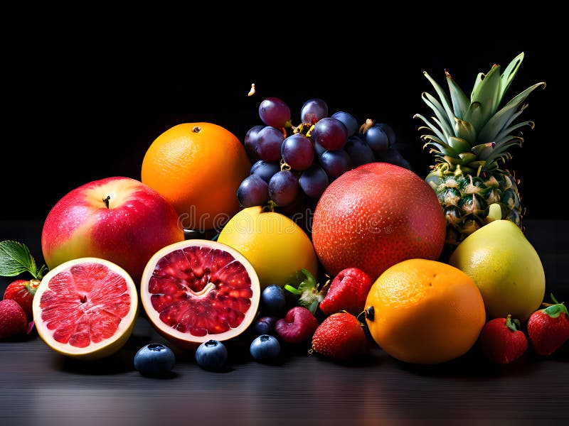 AI-Generated: Different Types of Fresh Fruits Stock Illustration ...