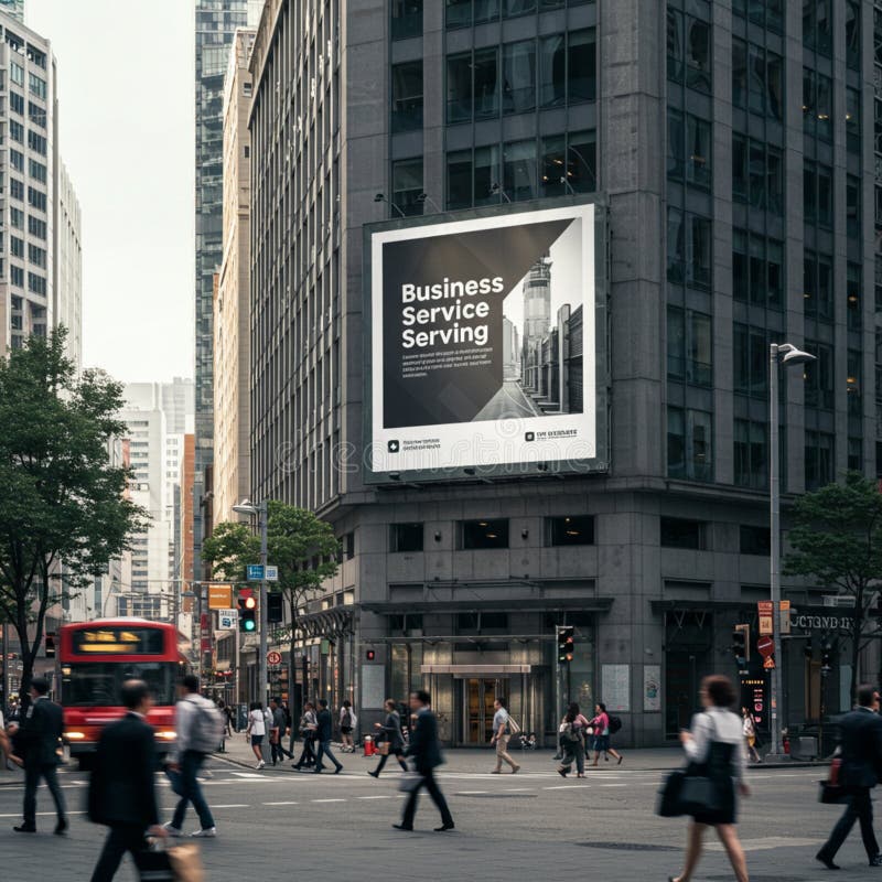 AI-Generated Digital Ad Board Displaying "YUSINES SERVICE" in a City ...