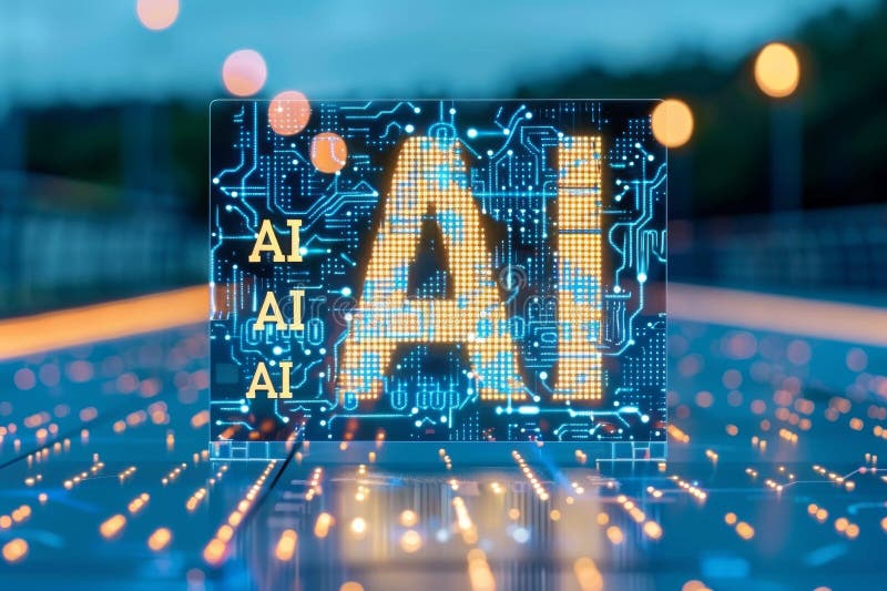 Digital AI Symbol with Layers of Circuit Patterns and Glowing Elements ...