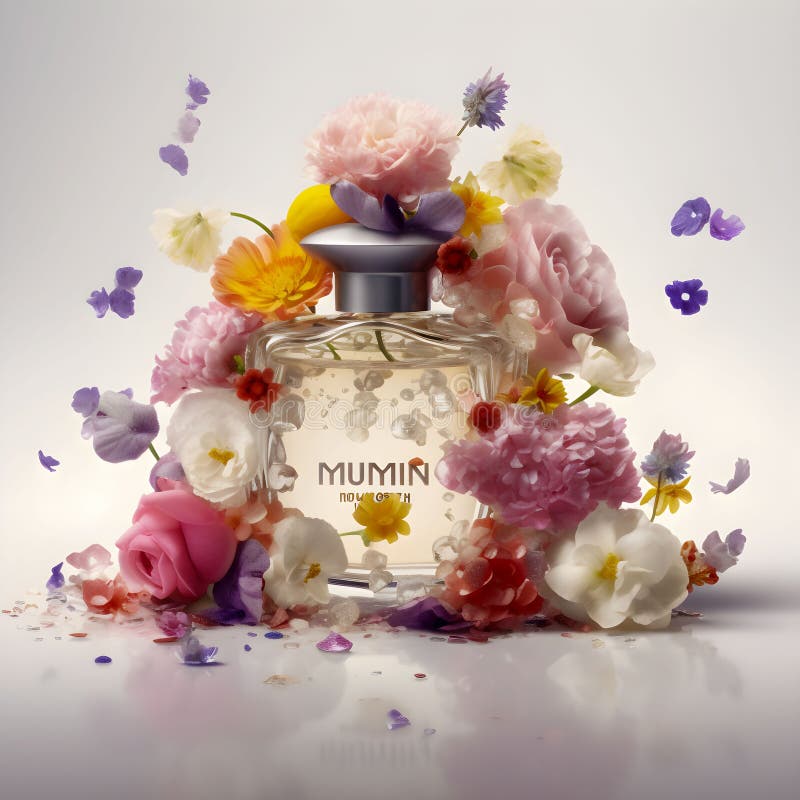 AI Generated Digital Art of a Perfume Bottle Surrounded by Flowers ...