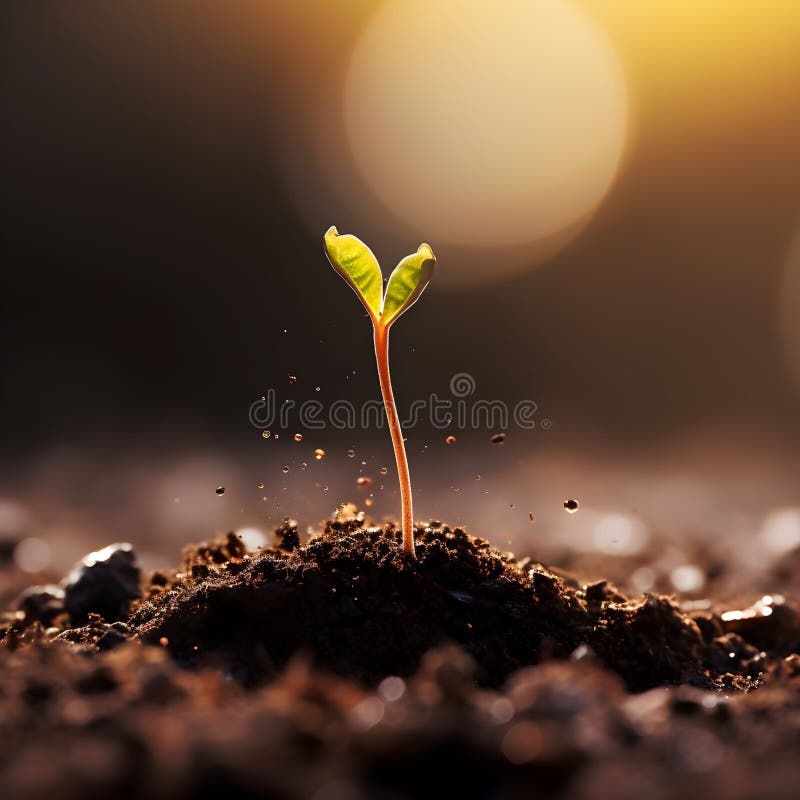 AI Generated Digital Art of a Sprout Bursting from the Ground Stock ...