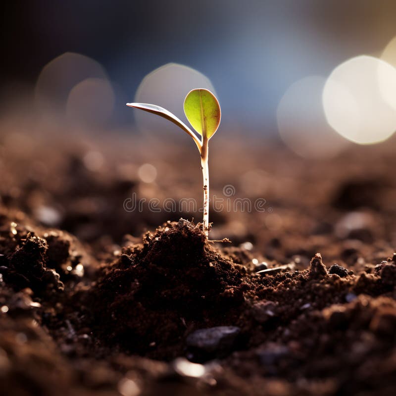 AI Generated Digital Art of a Sprout Bursting from the Ground Stock ...