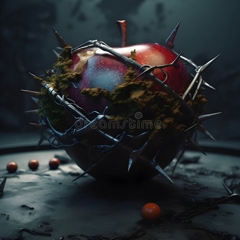 AI Generated Digital Art of Prohibited Red Apple Stock Illustration ...
