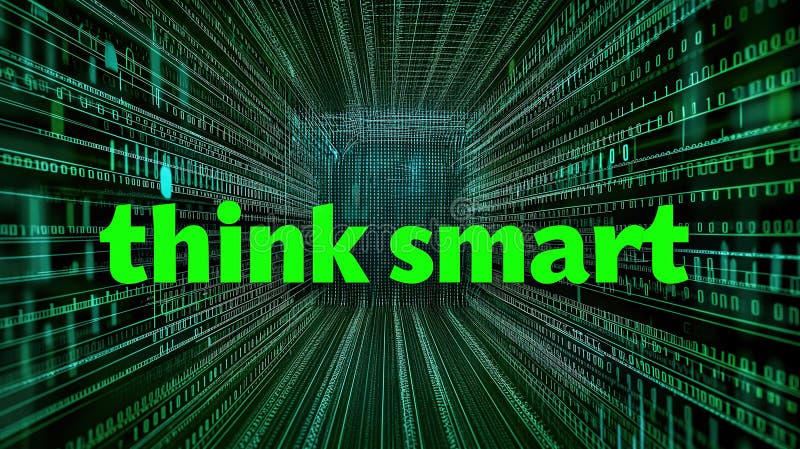 AI-Generated Digital Binary Code Tunnel with "Think Smart" Concept ...
