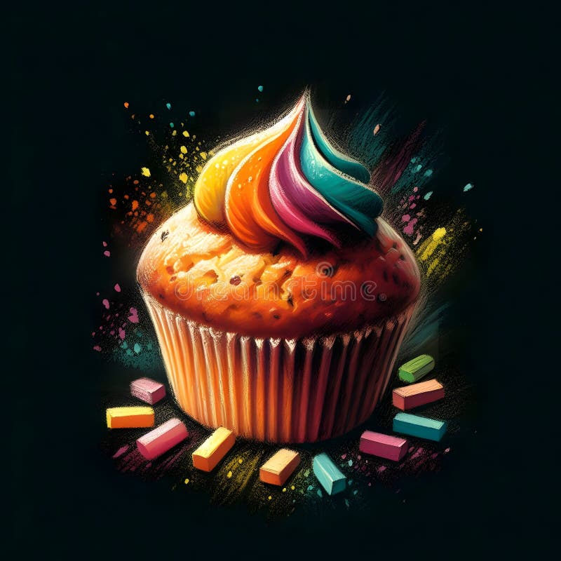 Festive Cupcake Digital Art with Vibrant Colors Stock Illustration ...
