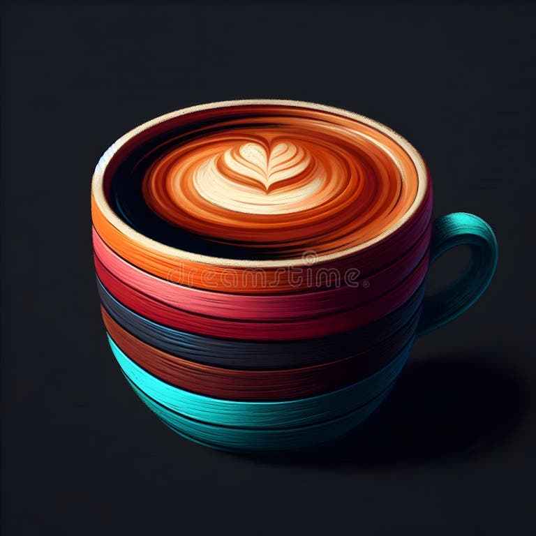 Artisan Coffee Cup Digital Art with Pattern Detail Stock Illustration ...