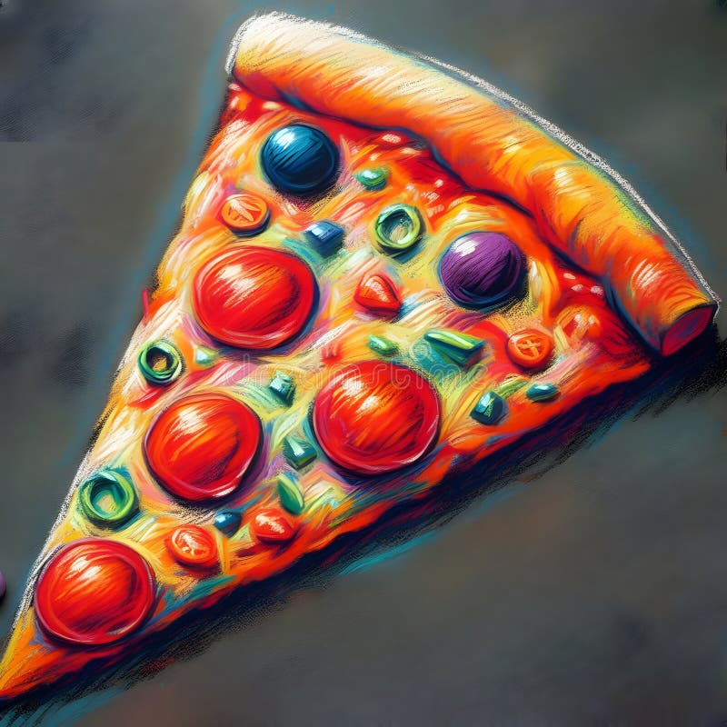 Artisan Pizza Slice Digital Art with Melted Cheese Stock Illustration ...
