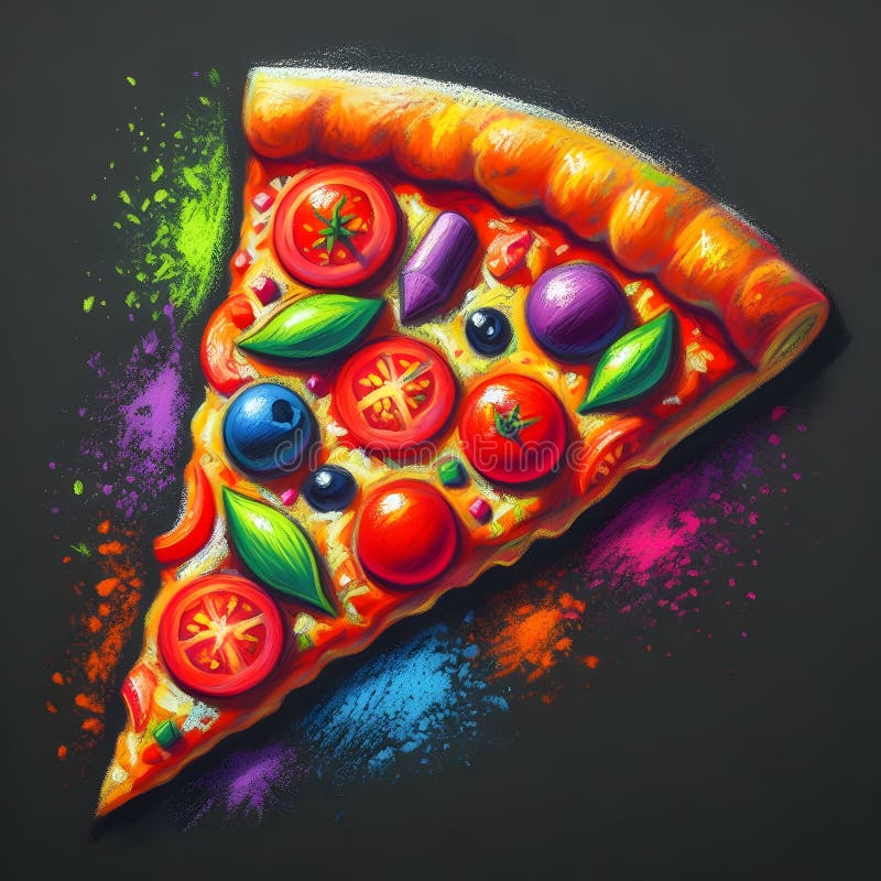 Artisan Pizza Slice Digital Art with Perfect Pull Stock Illustration ...