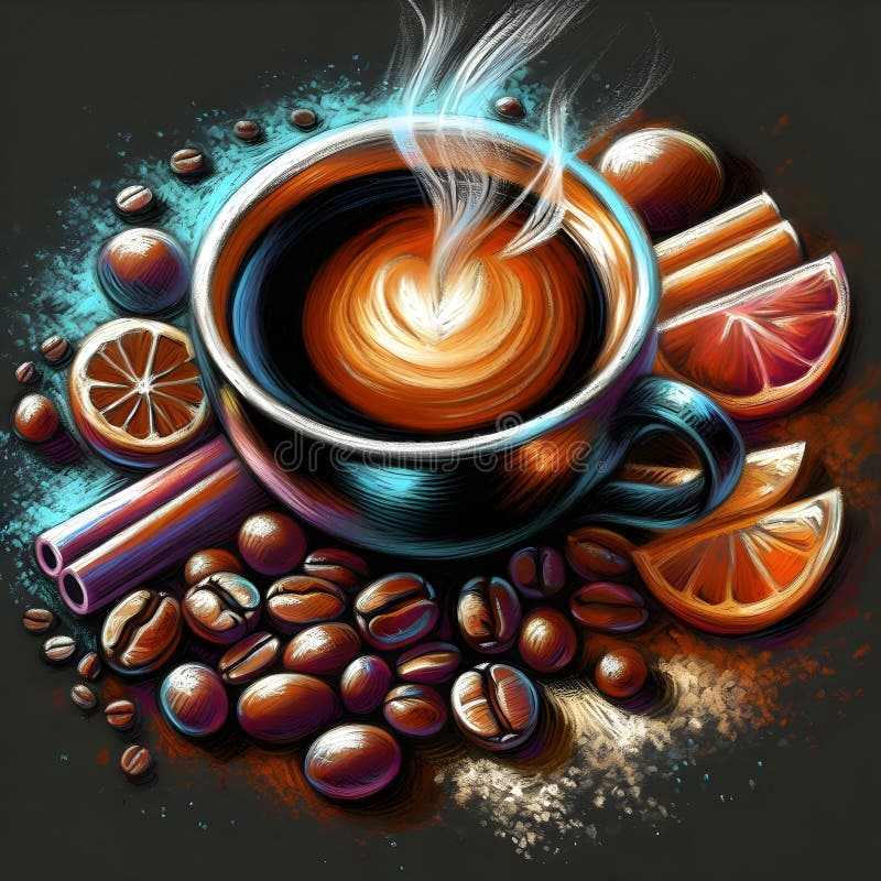 Artisan Coffee Digital Art with Fresh Beans Stock Illustration ...