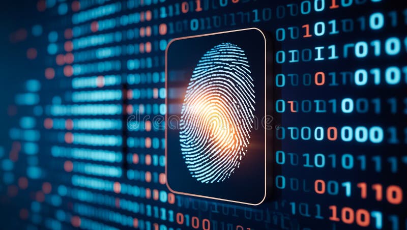 Biometric Fingerprint Scan AI Generated with Digital Security Interface ...