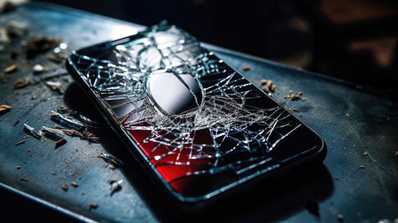 AI Generated Digital Fragility Cracked Screen on Modern Smartphone ...