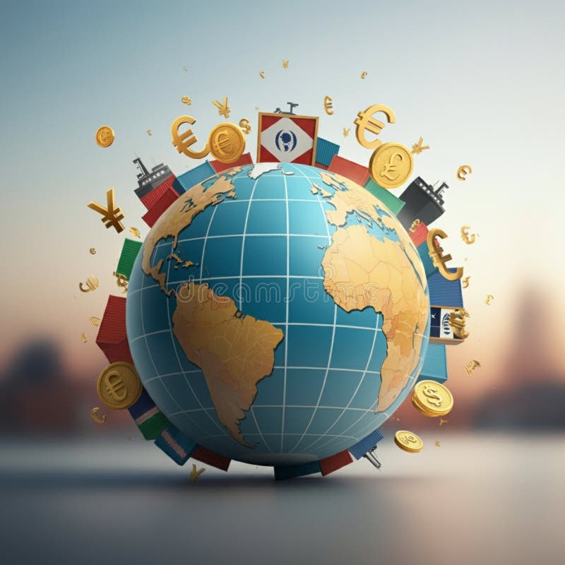 AI-Generated Image: Upward Trending Graph Overlaid with Globe Stock ...