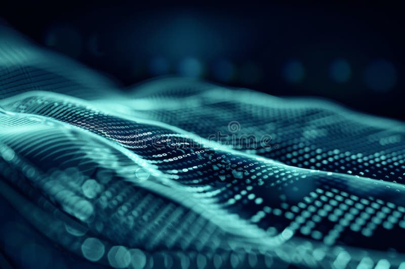 Digital Green Data Wave Pattern in a High Tech, Futuristic Setting ...