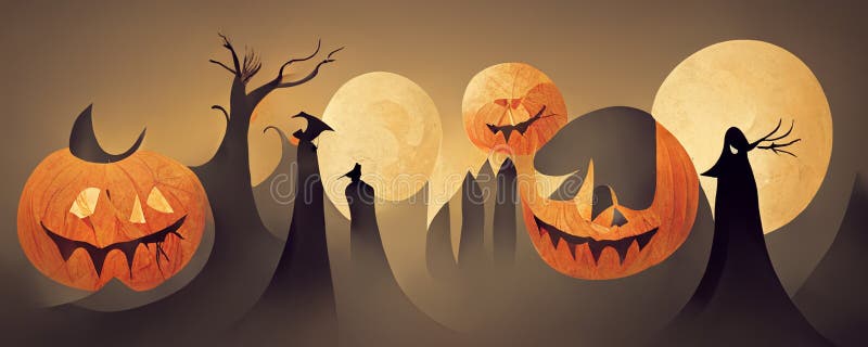Abstract Illustration Scary and Spooky Halloween Night Stock ...