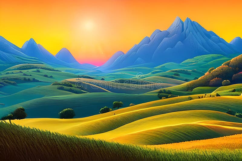 Digital Landscape Illustration for Books, Comics, Diy Projects Stock ...