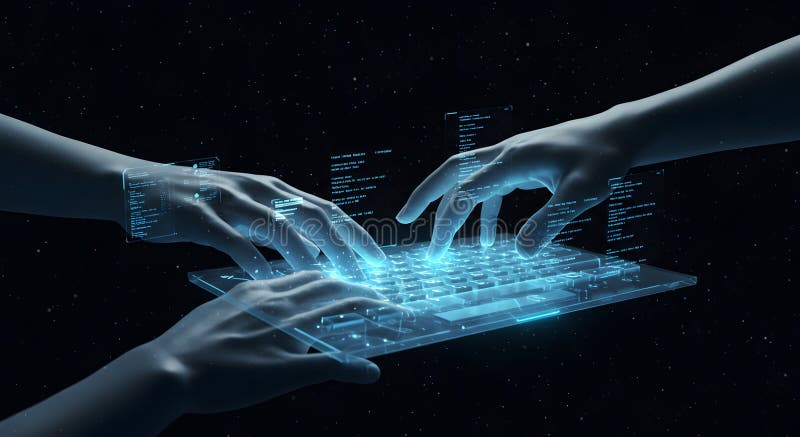 AI-Generated Digital Keyboard Stock Illustration - Illustration of data ...