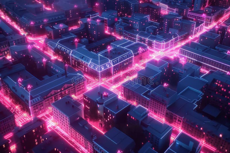 Digital Map with Glowing Purple AI Network, Illustrating the Complexity ...