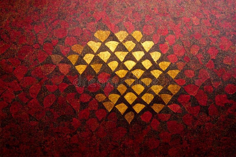 Digital Abstract Art Background with Dark Red and Golden Shapes Stock ...