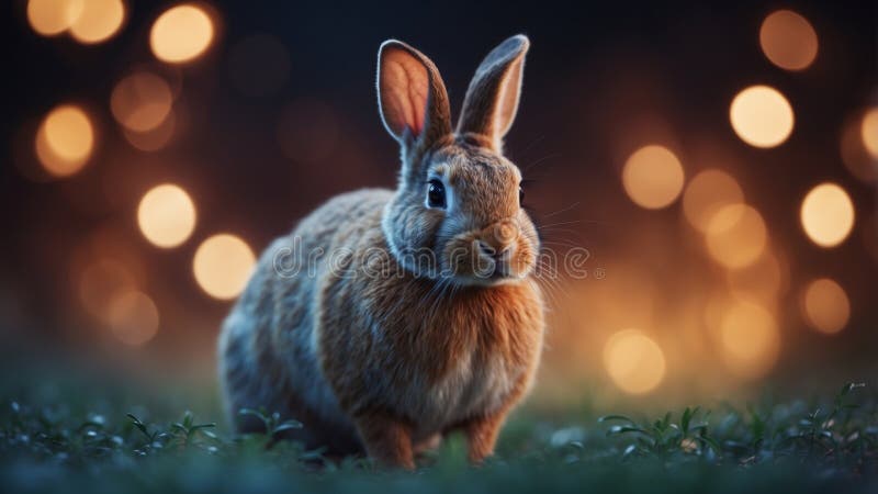 Digital Rabbit in a Mystical Night Landscape. Stock Photo - Image of ...