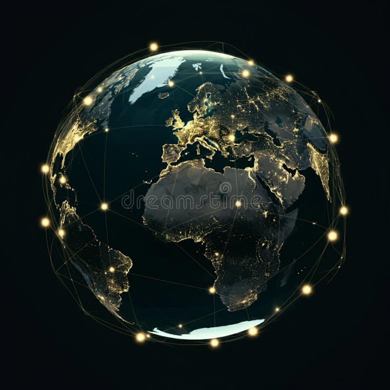 AI-Generated Digital Rendering of Earth with Global Connectivity Stock ...