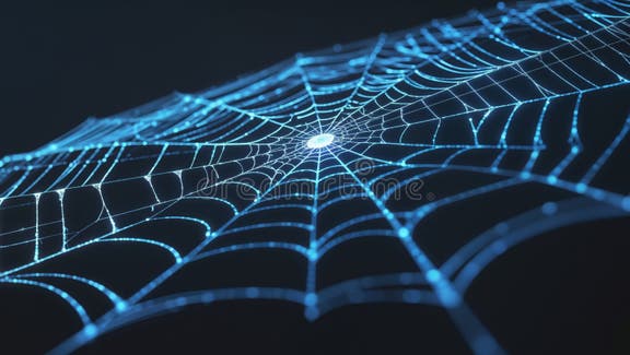 Digital Representation of a Mystical Spider Web Illuminated with Blue ...