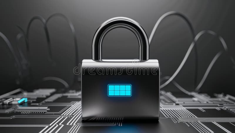 Digital Security Concept with Lock and Data Flow Background. Stock ...