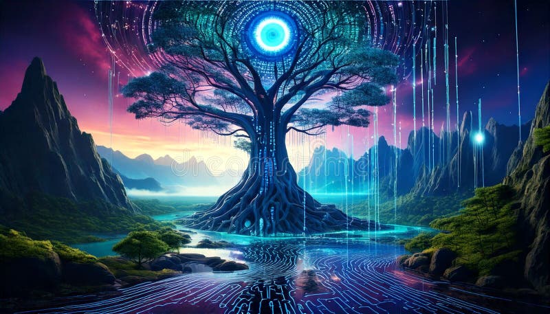 AI-Generated Digital Tree of Knowledge – AI-Infused Holographic Wisdom ...