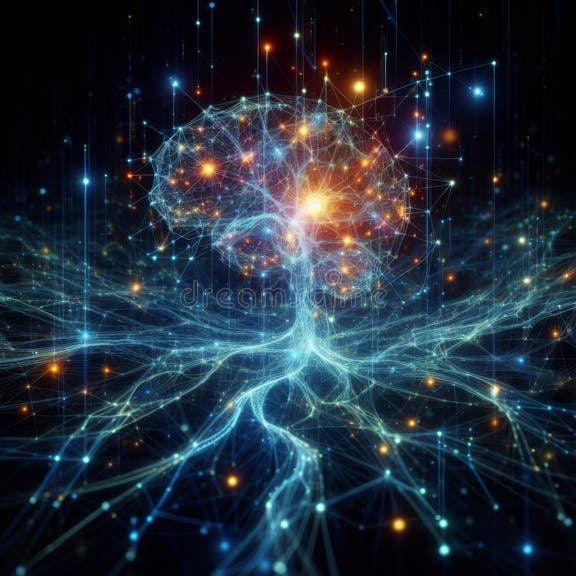 AI-Generated Digital Tree of Knowledge with Neural Roots Stock Photo ...