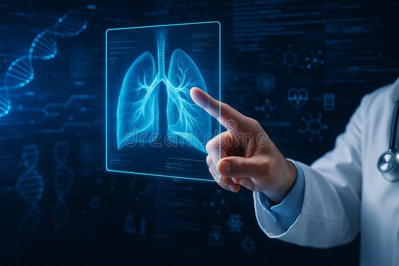 AI Generated Digital Visualization of a Doctor Interacting with a ...