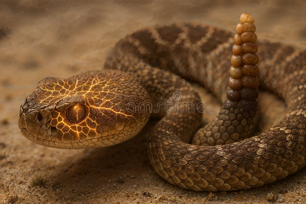Digitally Enhanced Rattlesnake with Glowing Patterns Stock Illustration ...