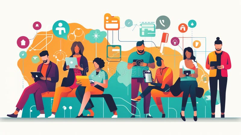 0Digital_art_of_a_diverse_group Stock Illustration - Illustration of ...