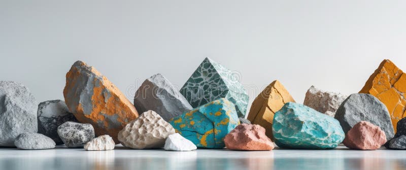 Diverse Natural Rocks on Clear Background. Stock Photo - Image of ...