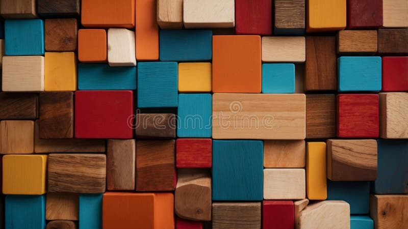 Diversity Wood Pieces in Colorful Rectangle Shapes. Stock Photo - Image ...