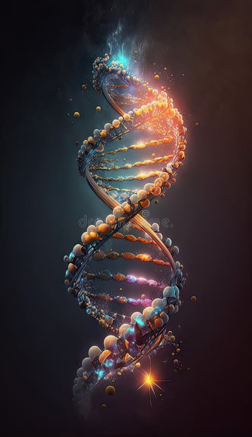AI Generated DNA Molecule Structure on Dark Background. Science Concept ...