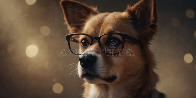 A Dog with Glasses and a Serious Expression. Stock Illustration ...