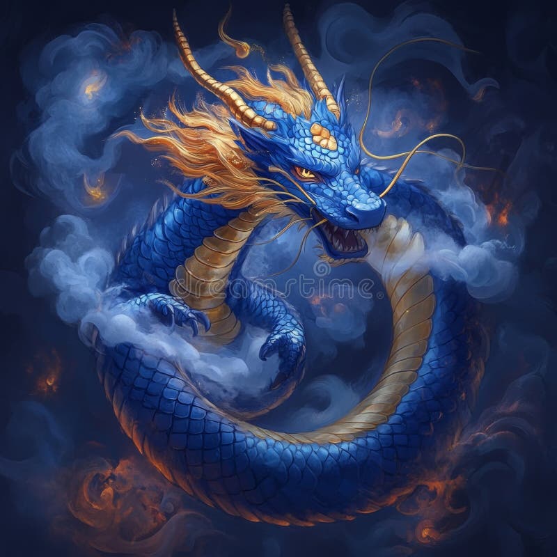 Ai Generated Dragon Illustration Colourful Glow Mist Fire Stock Photos ...