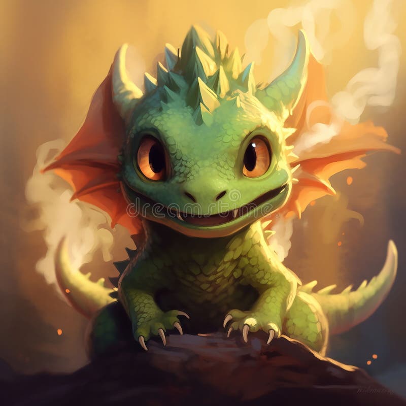 AI Generated Dragon Smiling and Standing on Rock Stock Illustration ...