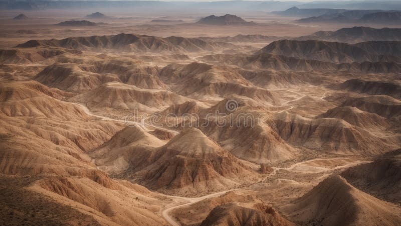 Dramatic Aerial View of Rugged Desert Landscape with Captivating ...