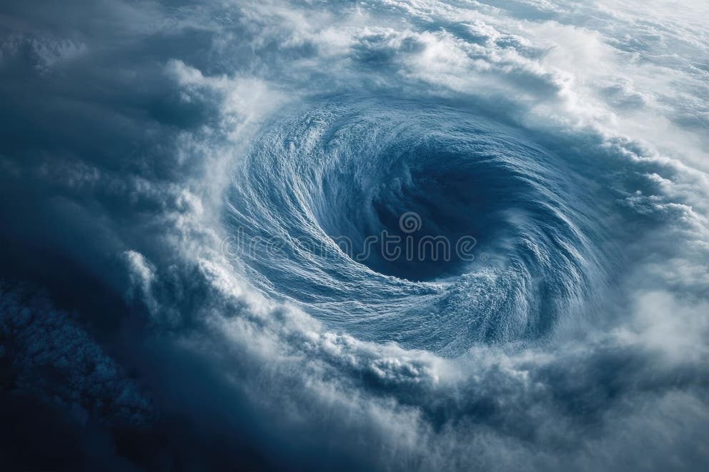 Dramatic Aerial View of a Swirling Cyclone with Dense Clouds Forming a ...