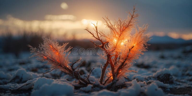 Dramatic Clash of Fire and Ice Storm in Barren Landscape. Stock Image ...