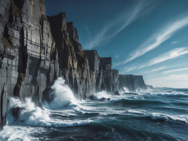 Dramatic Cliffs Rising Above the Ocean Showcasing Natures Powerful ...