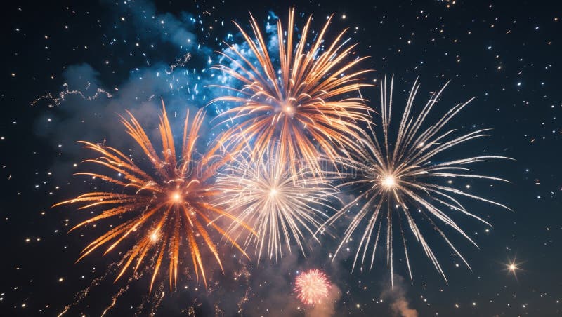 Dramatic Fire Effects Fireworks Lighting Up the Sky Stock Photo - Image ...